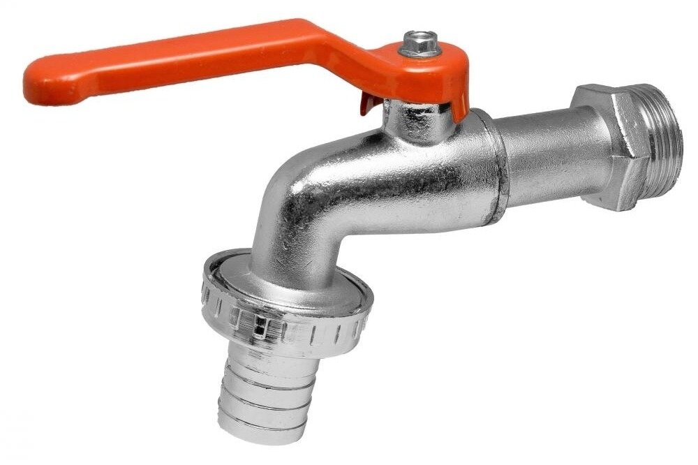 Кран шаровый для воды Masterprof / Мастерпроф угловой со штуцером, ручка рычаг, латунь, цвет серый, резьба 3/4" / запорная арматура