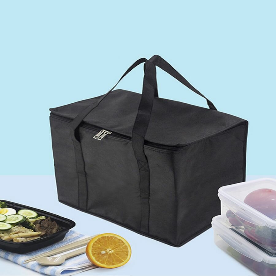 Термосумка большая 35 л. Сумка холодильник черная для еды и напитков для доставки еды