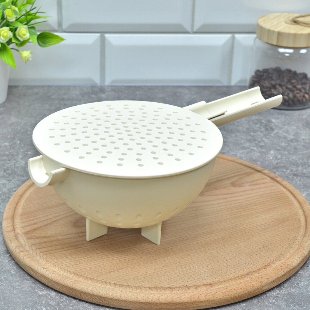 Дуршлаг пластик, диаметр 17 см, цвет в ассортименте, устойчивый