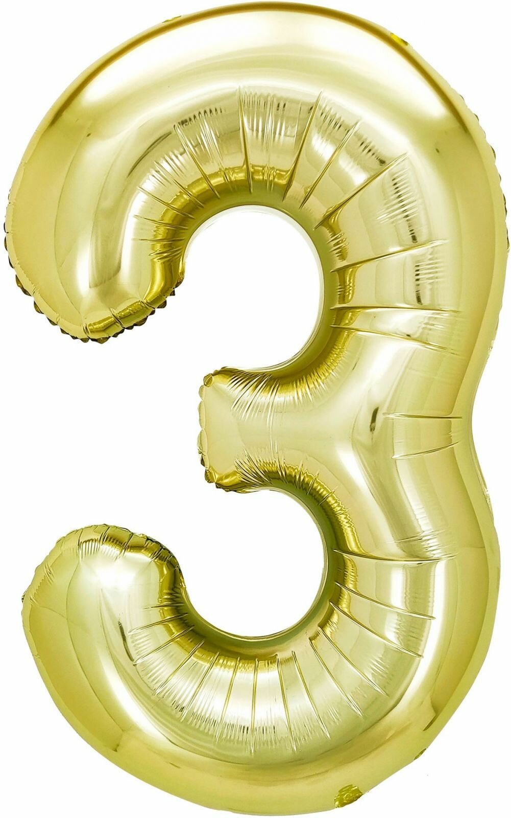 Шар фольгированный Falali 40', 102 см Цифра 3, Белое золото