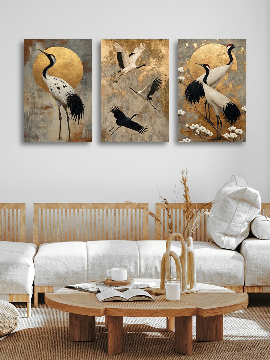 Комплект картин на холсте LOFTime 3 шт 40Х60 Журавли КС-1728-4060