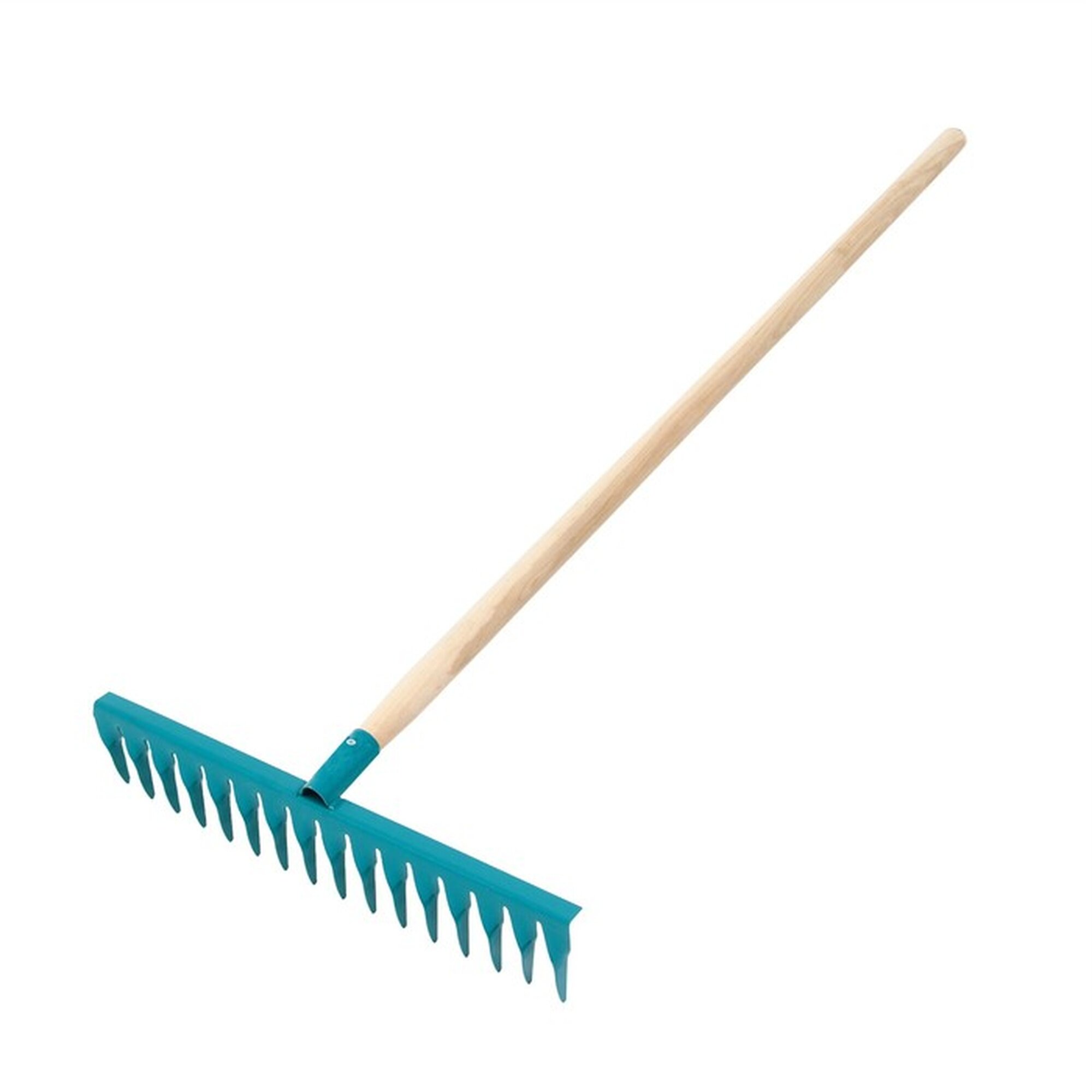 Грабли прямые, повёрнутый зубец, 16 зубцов, металл, деревянный черенок, микс