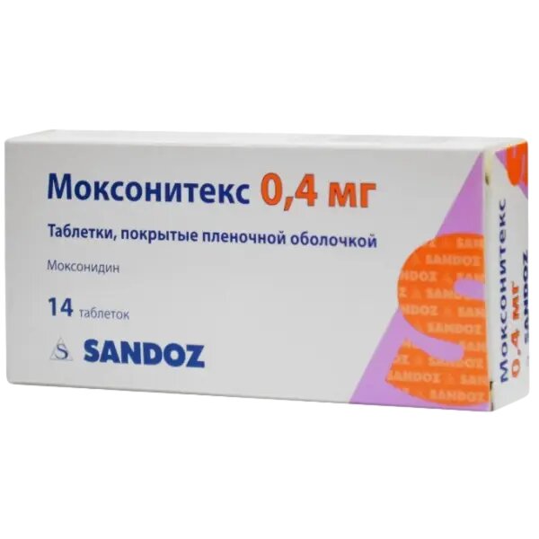Моксонитекс таблетки покрыт. плен. об. 0,4 мг 14 шт
