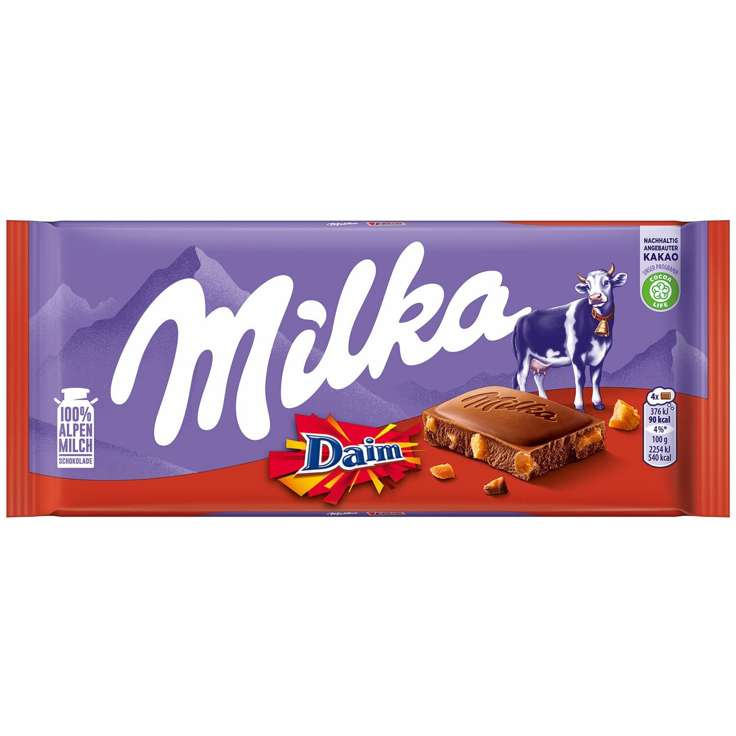 Шоколадная плитка Milka & Daim / Милка Дайм с кусочками миндальной карамели 100 гр (Германия)