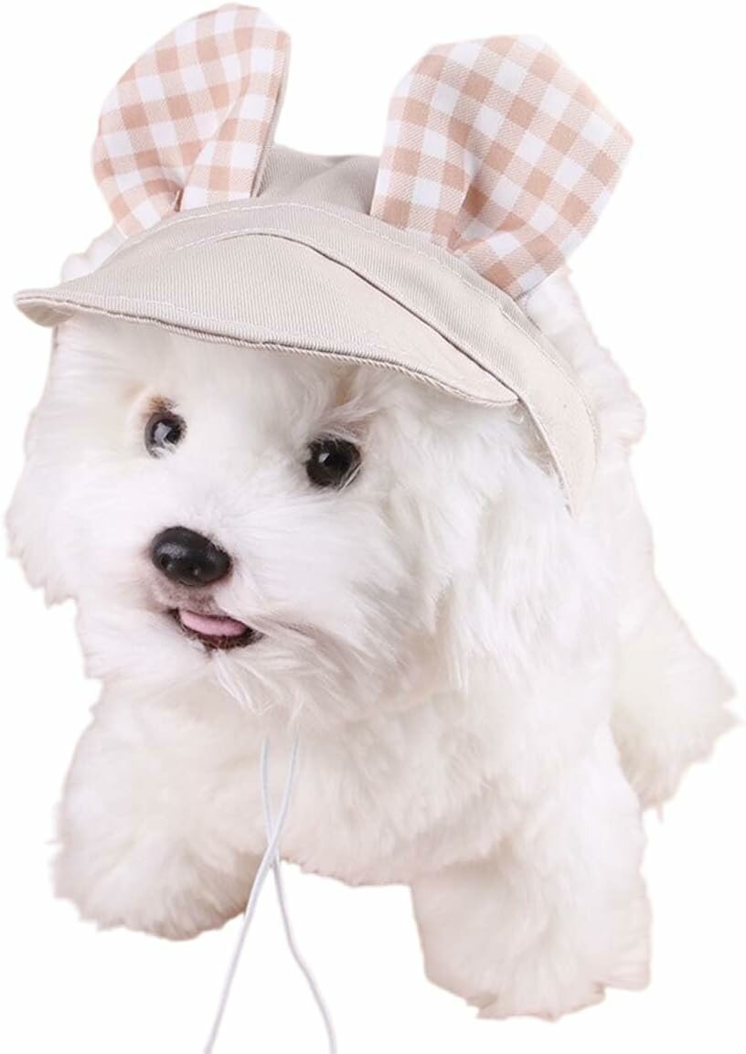 Sun Hat для маленьких собак - Регулируемая домашняя бейсбольная кепка с ушными отверстиями и ремешком для подбородка, дышащий летний козырьку полиэстера