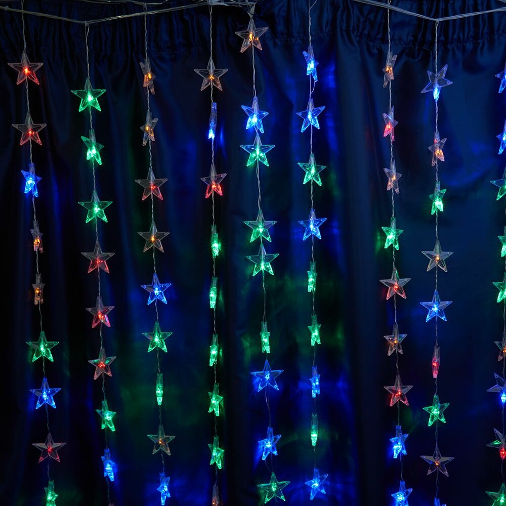 Гирлянда Feron CL25 занавес LED V230 L 2 м + 3 м шнур прозрачный - свет мультиколор, арт. 48609