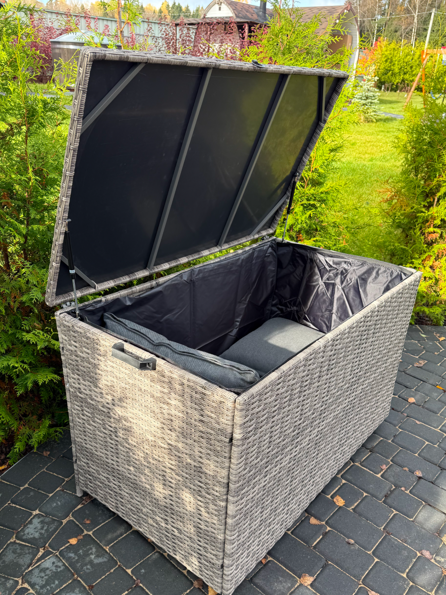 Садовый сундук для хранения Royal Family KARL из искусственного ротанга, серый