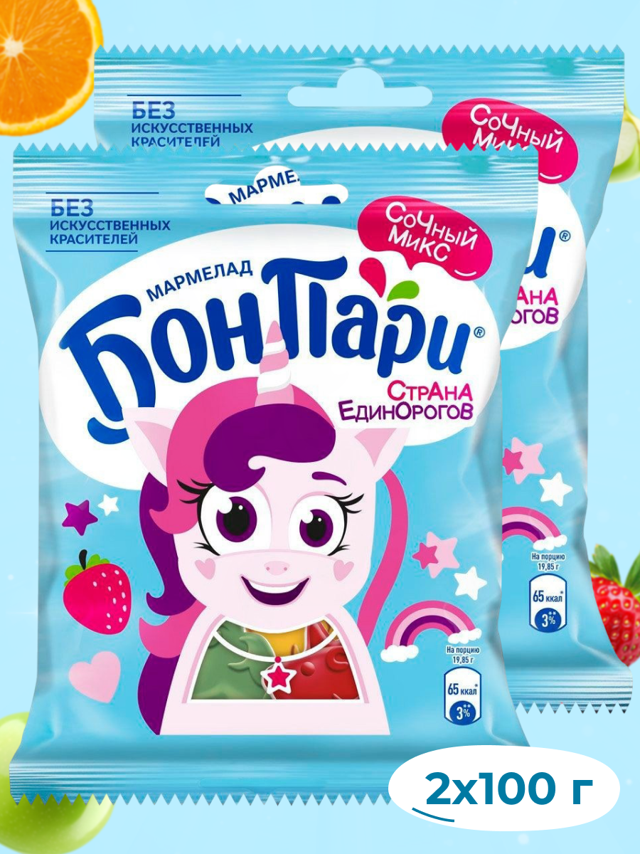 Мармелад Бонпари жевательный Страна единоргов 2 шт по 100 г