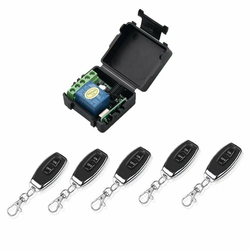 Одноканальное реле радиоуправления 12 В 433 МГц +5 шт. беспроводной пульт дистанционного управления