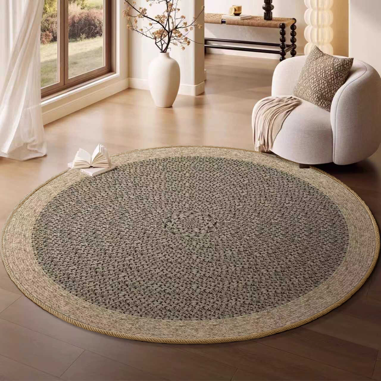 Круглый ковер премиум 100 см вельвет 1200 г/м² для гостиной спальни кресла противоскользящий шик