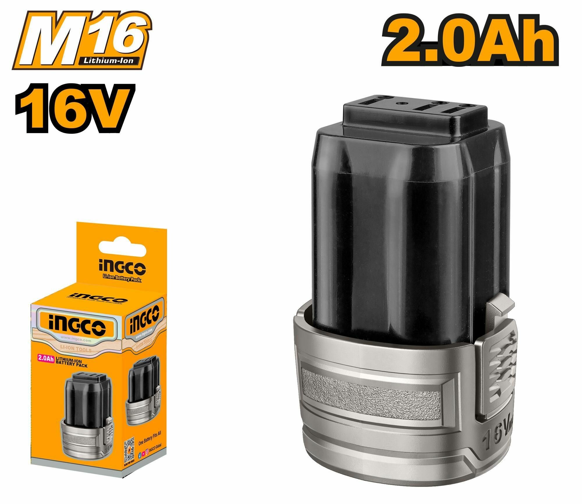 Аккумулятор 2Ач 16В батарея аккумуляторная Li-Ion INGCO FBLI1620