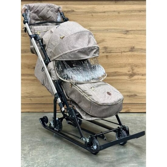 Санки-коляска Nika J1 Бежевый с мишками