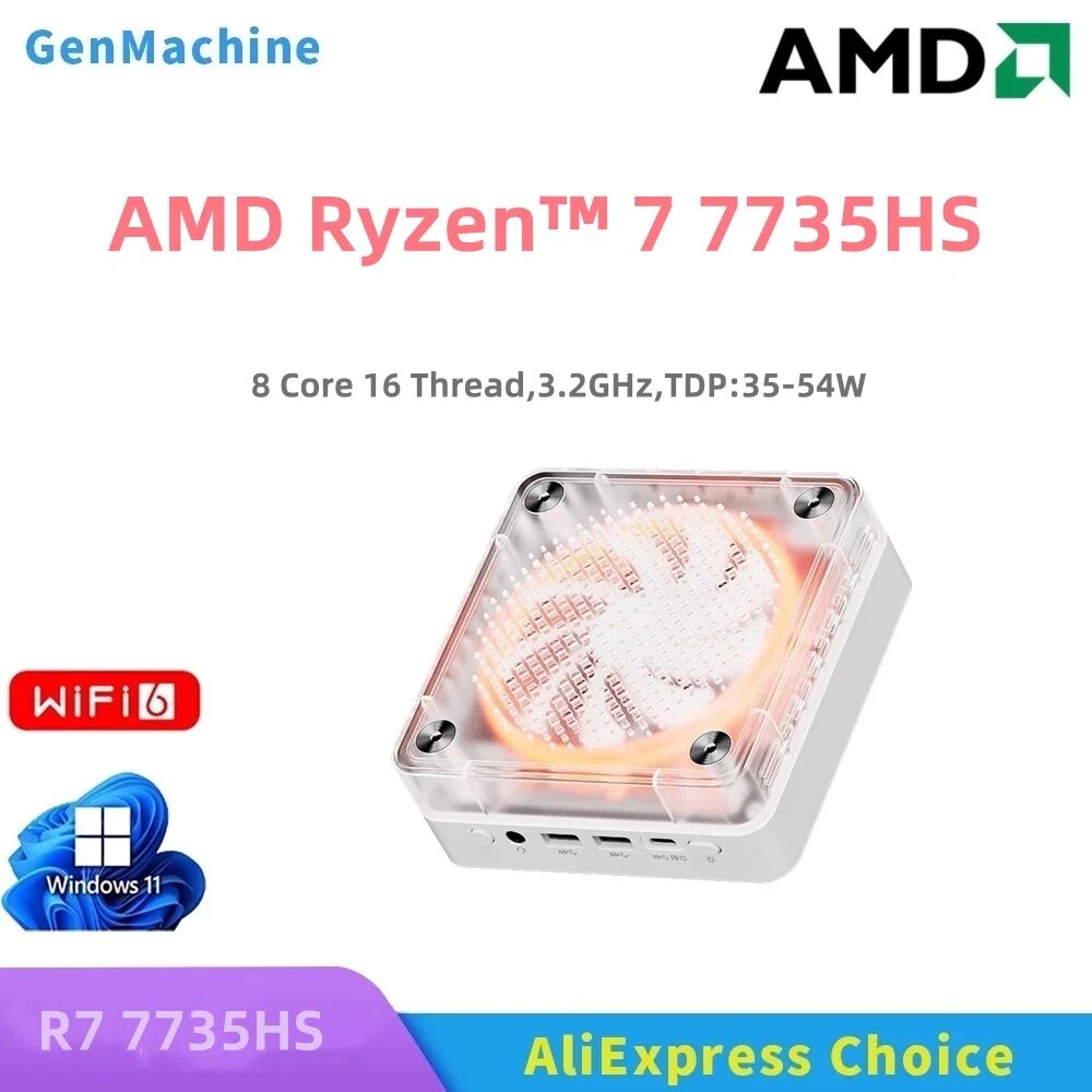 GenMachine AMD Ryzen 7 7735HS Мини-ПК ЕС