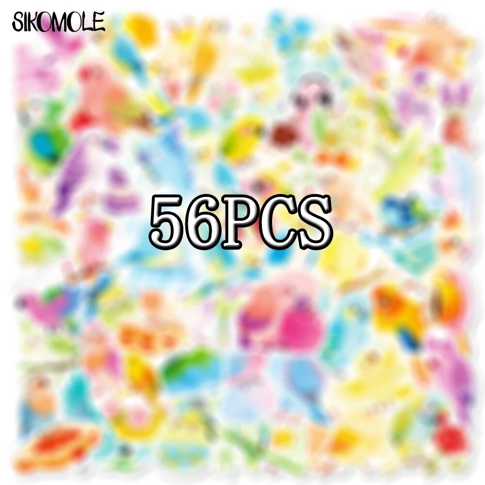Стикеры SIKOMOLE Милые мультяшные попугаи 10/56 шт. T01042767-56pcs