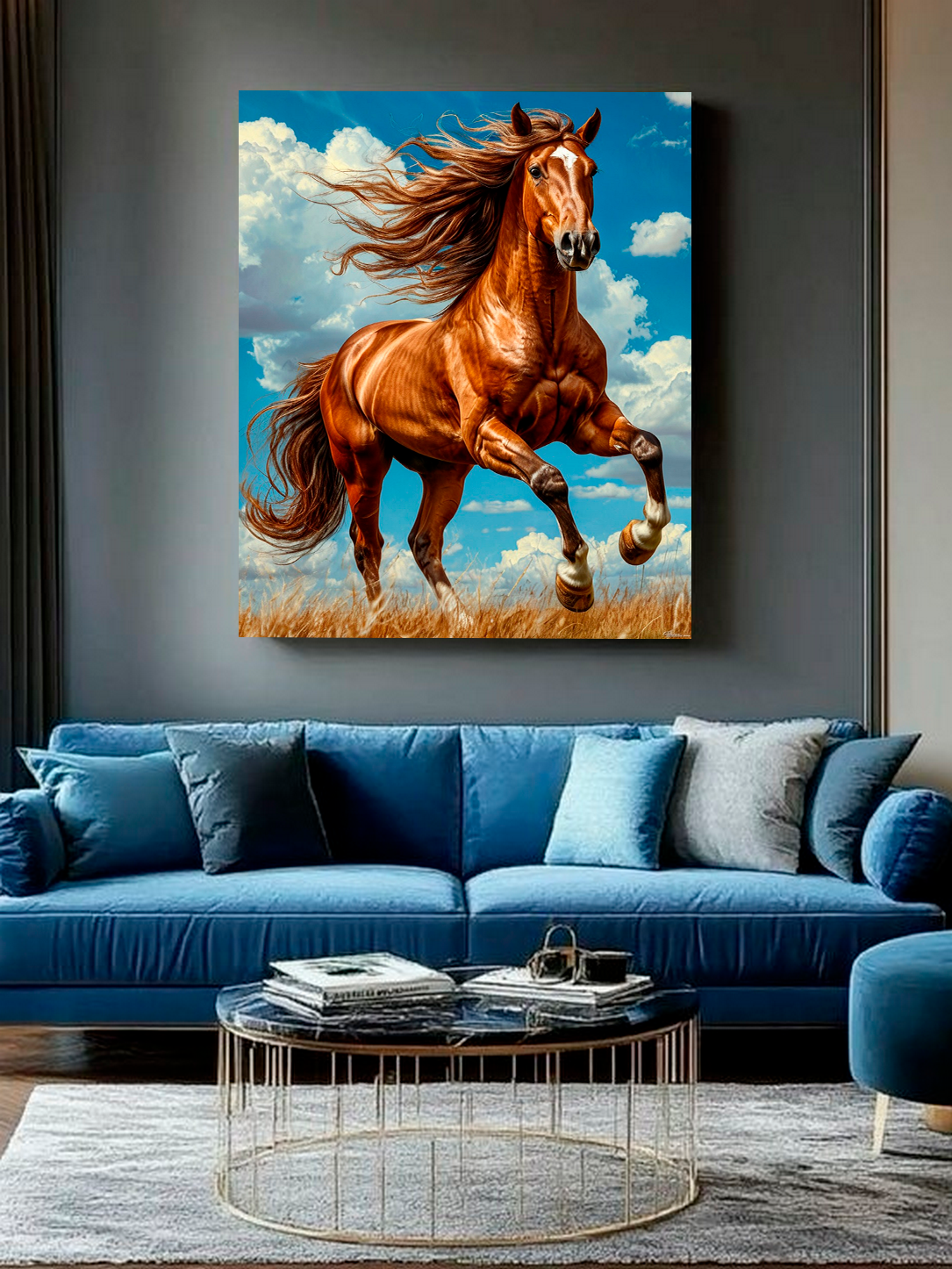 Картина на стену для интерьера "Ретивый конь" 40х50 см, холст на подрамнике, InterToys