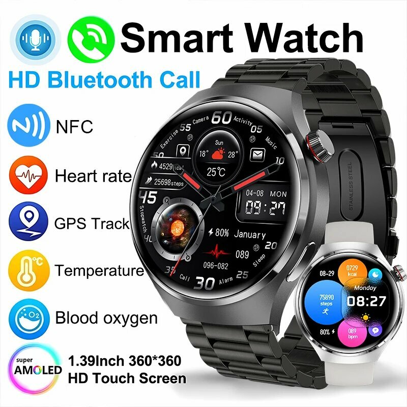 Умные часы Black Steel 2: NFC, GPS, Bluetooth, IP68 — фото 1