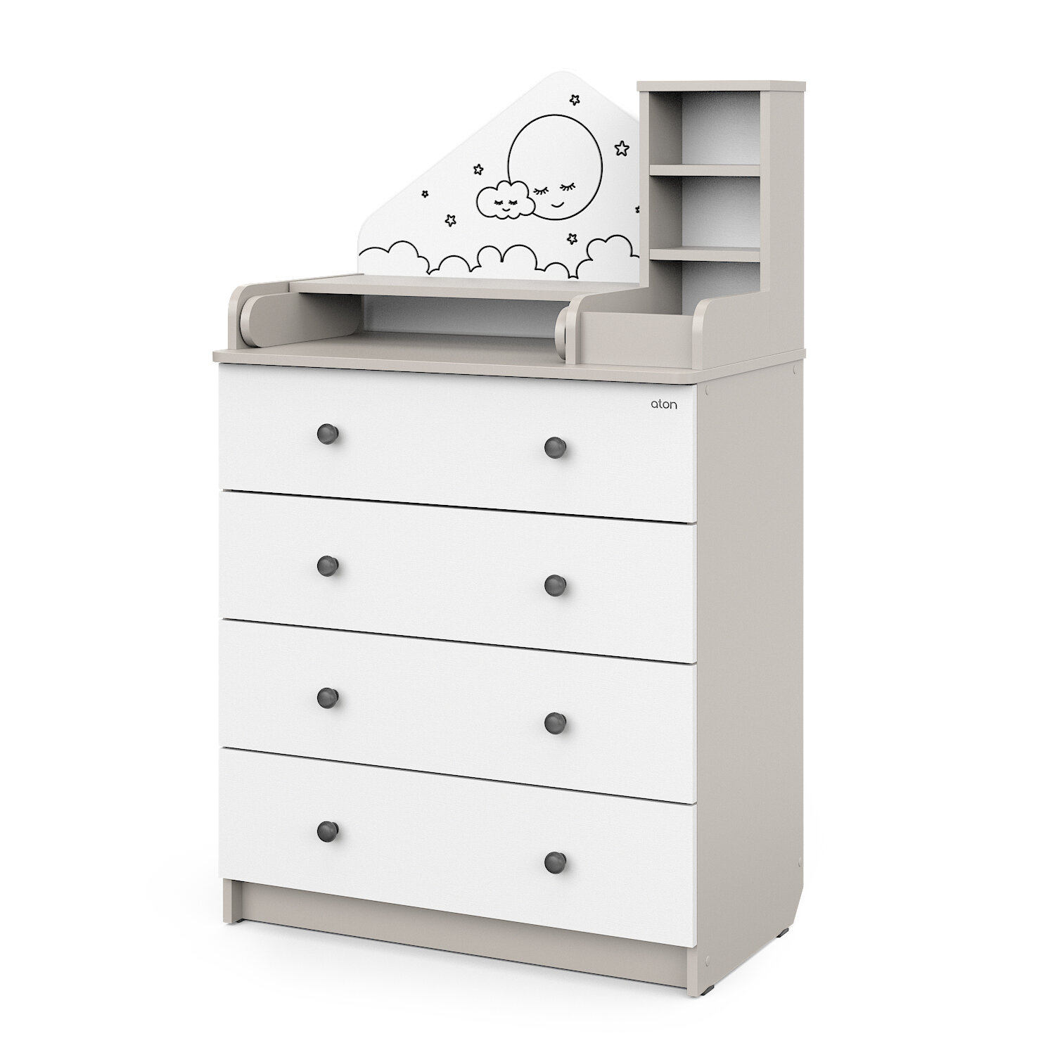 Атон Комод Сириус "ALF" трансформер с шариковыми направляющими 4 ящ. кашемир-белый