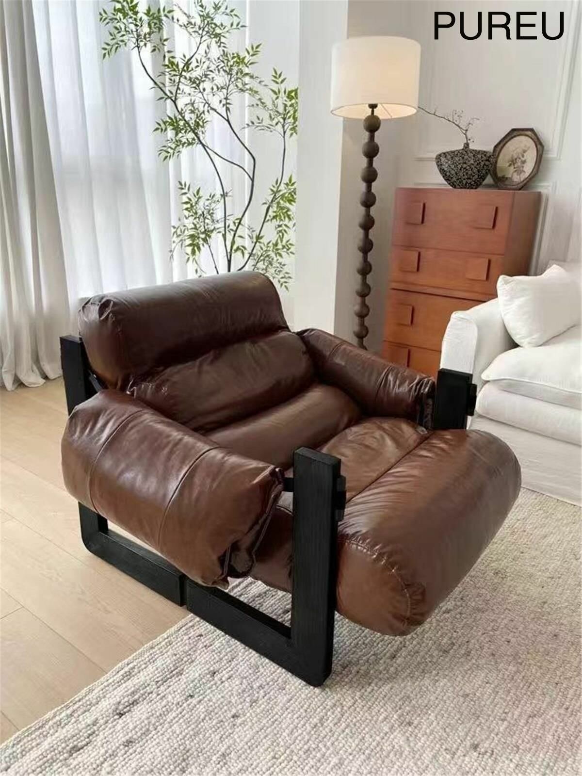 Кресло для отдыха из масляно-восковой кожи, односпальный диван-реклайнер