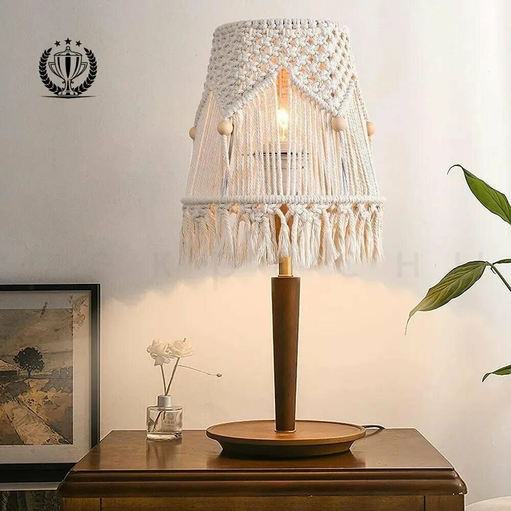 GM Абажур из макраме, подвесной светильник бохо, плетеный абажур для люстры потолочный, Подходит для настольных ламп