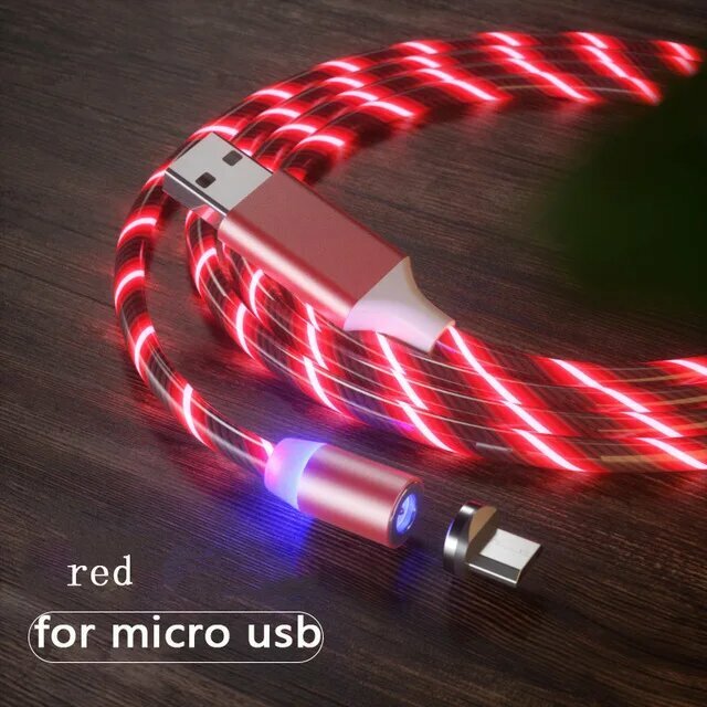 Кабель для зарядки Micro USB, светящийся шнур для iPhone X, 11, Xiaomi Mi8, 9T, Redmi Note 7, Samsung, зарядное устройство типа C, 3 в 1, 2 м red micro usb