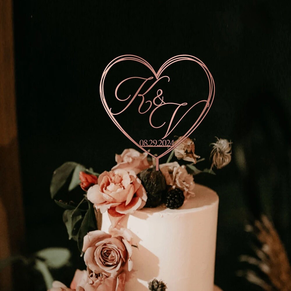 Персонализированный акриловый топпер для торта "Мистер и Миссис" 18cm, wood