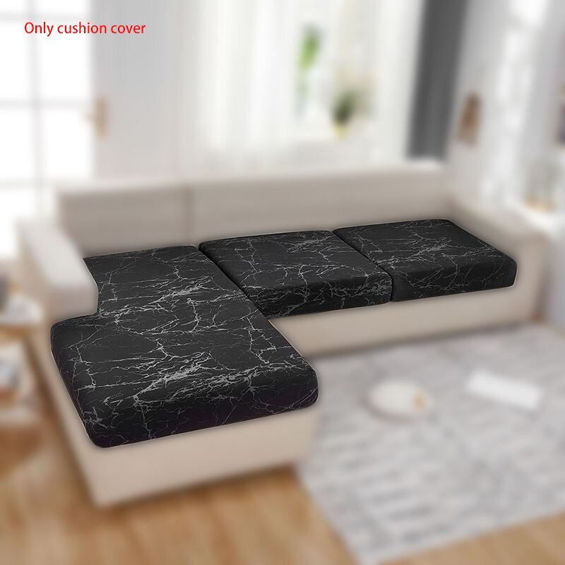 Универсальная эластичная чехол для дивана с принтом, идеальный для домашней и офисной мебели, черный мрамор - 230x280 см