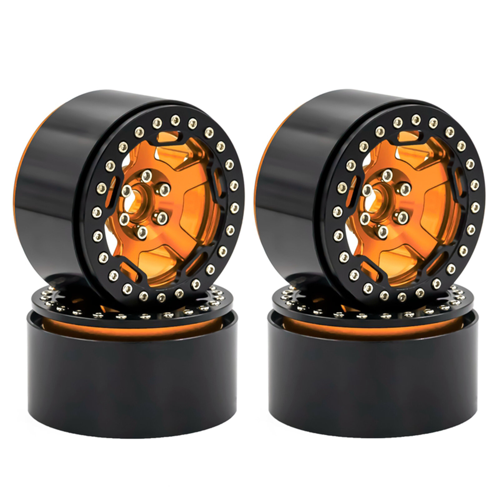 Алюминиевый сплав Колесо колесо обод Beadlock 2,2 дюйма колеса колеса в концентраторе 4PCS замена 1/10 1/8 TRX4 90046 90047 RR10 RC CAR автомобиль