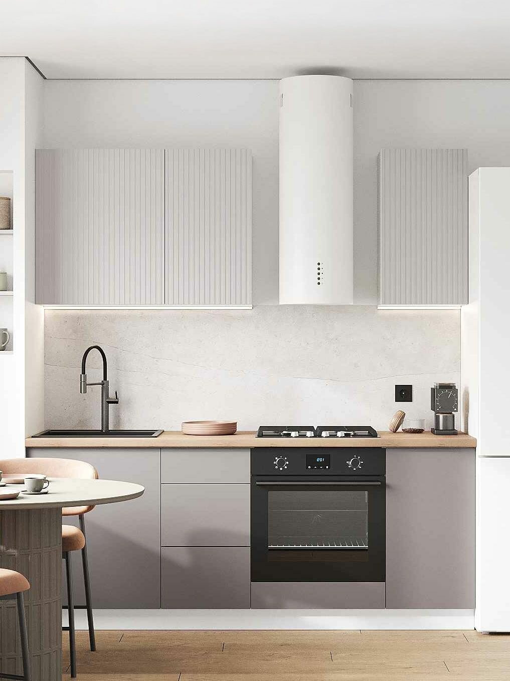 Кухонный гарнитур Комби 2 м, мебель для дома и кухни, Белый / Нео / Грей