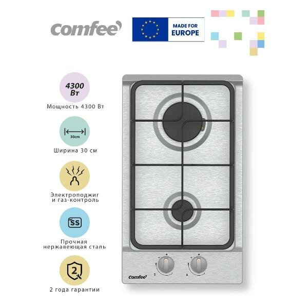 Встраиваемая газовая панель независимая Comfee CGH301X