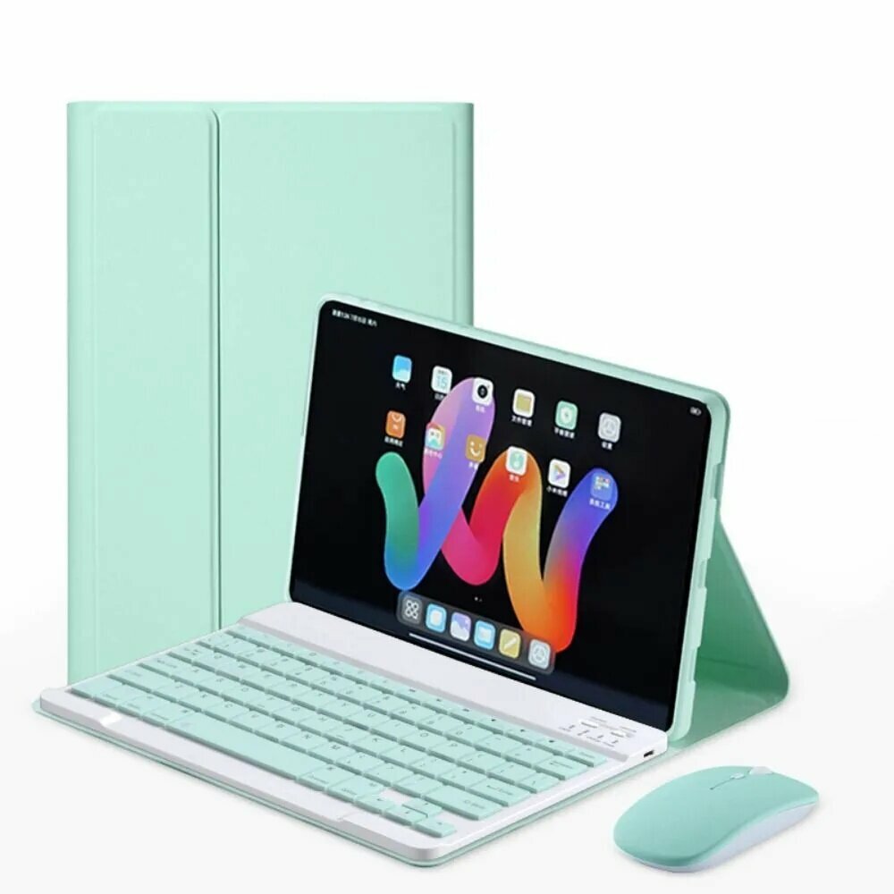 Подходит для Xiaomi Redmi Pad SE 11-дюймовый защитный чехол для планшета + съемная квадратная русская клавиатура Bluetooth + беспроводная мышь