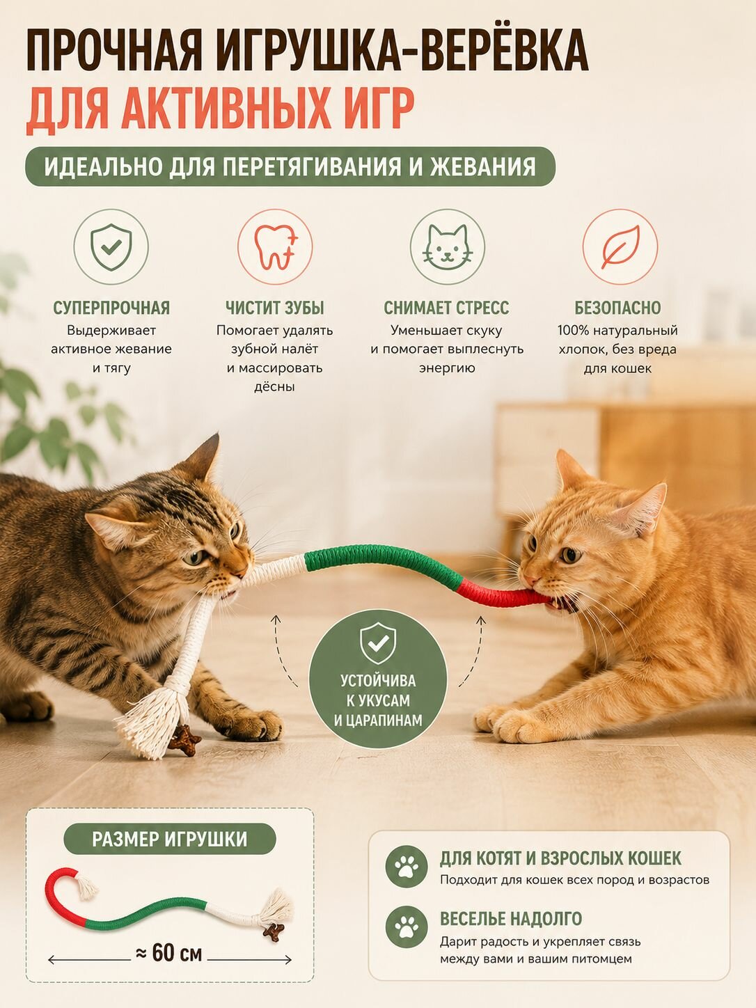 Игрушки для котят, жевательная игрушка для кошек для чистки зубов и снятия стресса, зелёная