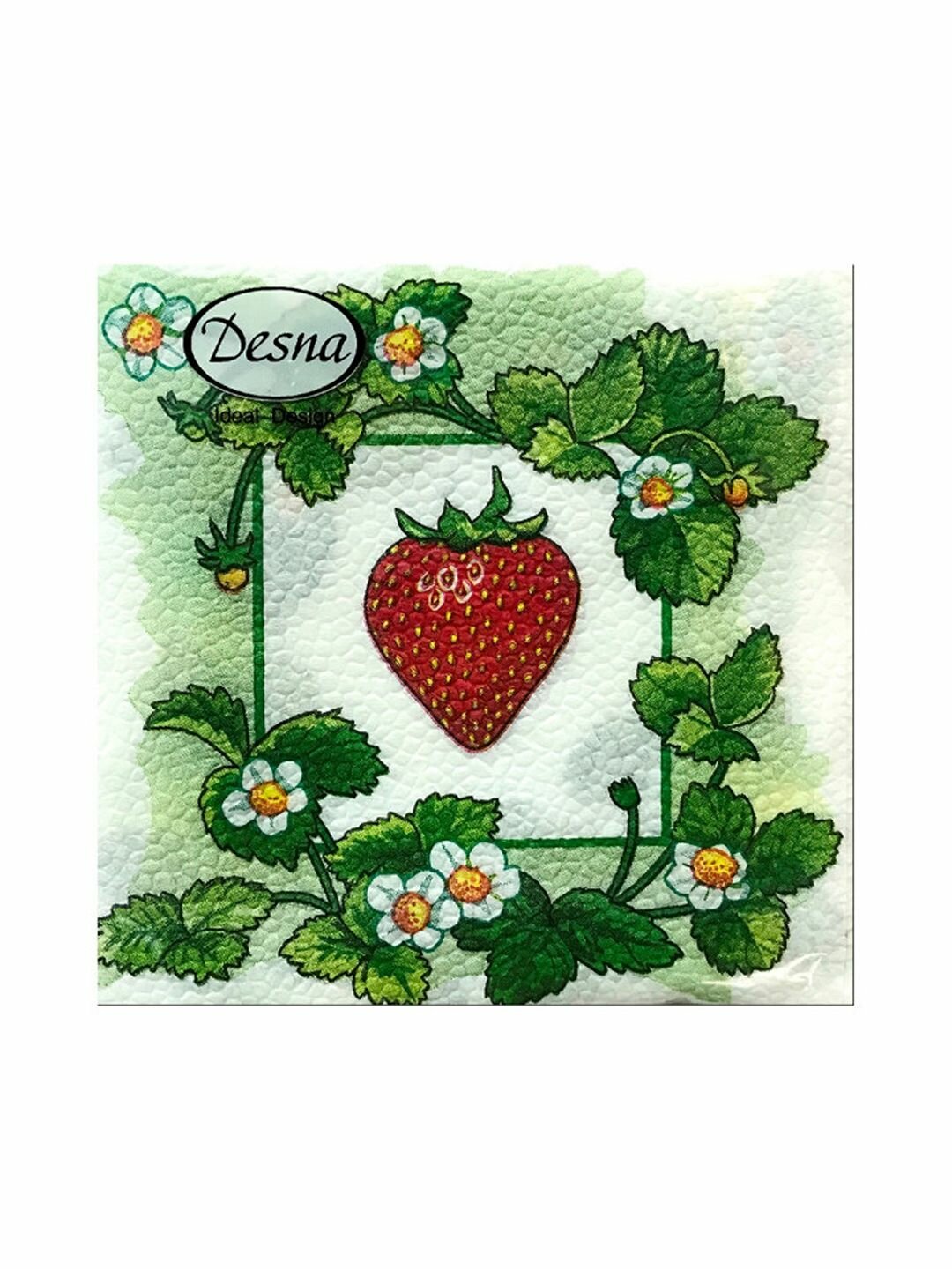 Салфетки бумажные однослойные "Desna Design" Клубника, 24x24см, в пачке 40 штук