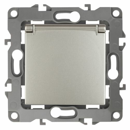 Розетка 1-м СП Эра12 12-2103-15 16А IP20 16AX 250В 2P+E Schuko защ. шторки с крышкой механизм перламутр. Эра Б0019330