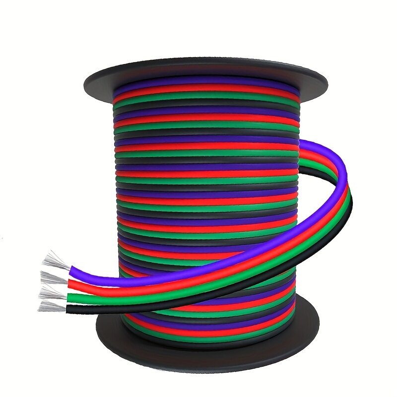 Удлинительный кабель для светодиодной ленты 4-жильный 22 AWG 15 м 4 PIN RGB 3528/5050