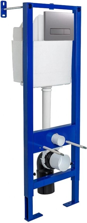 Инсталляция для унитаза Berges Atom Line 410 040344 с кнопкой смыва, матовый хром