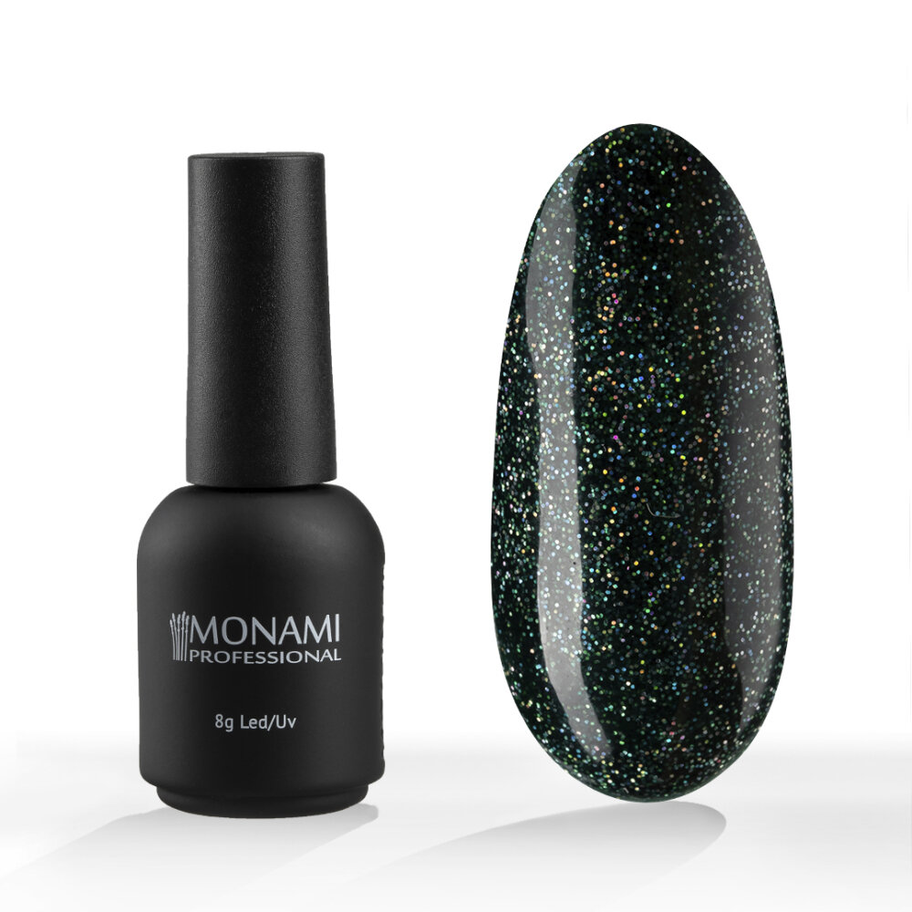 Гель-лак Monami Draco 8 г насыщенного зеленого цвета с большим количеством голографических блёсток