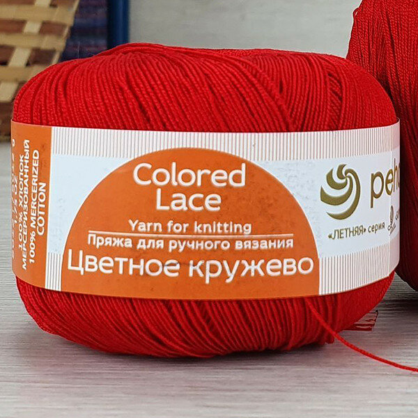 Пряжа Пехорка цветное кружево 06 красный (4 мотка)