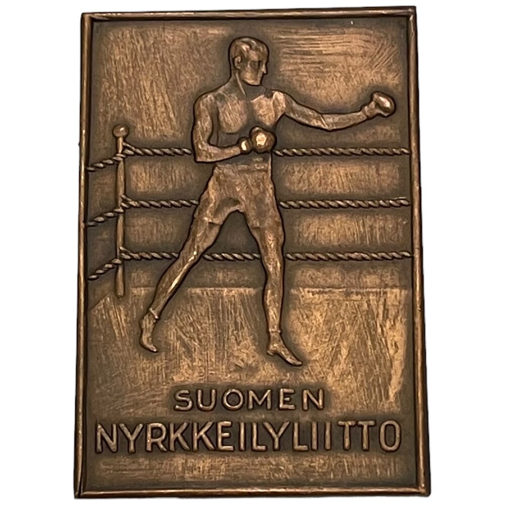 Финляндия, плакетка "Финская федерация бокса. Финляндия-Швеция среди юношей" бронзовая ст. 1976 г.
