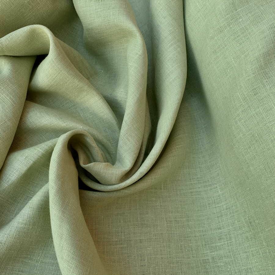 Ткань лен 100% костюмный Салатовый отрез 1,3м х 150см