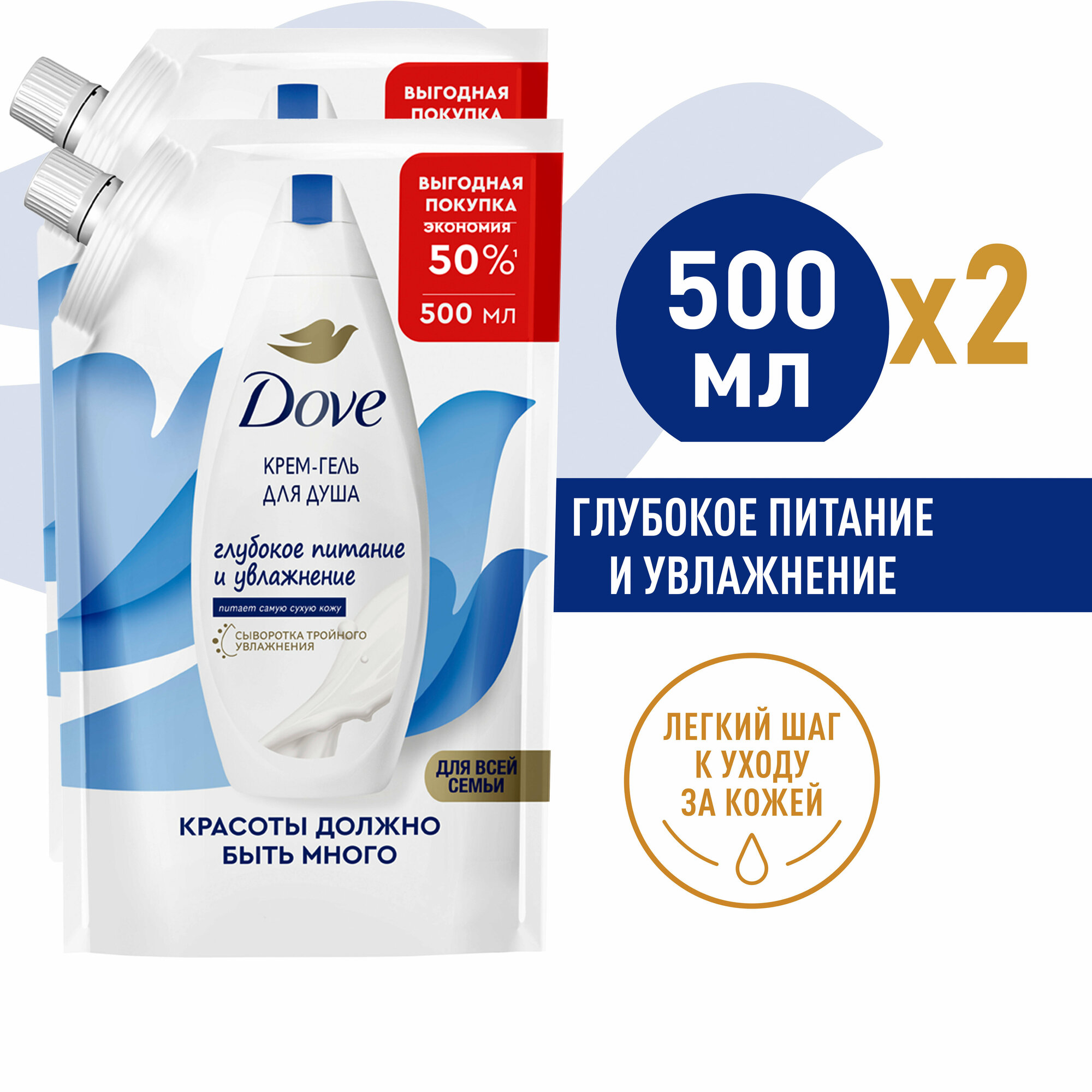 Гель для душа Dove глубокое питание и увлажнение 500 мл ( 2 шт)