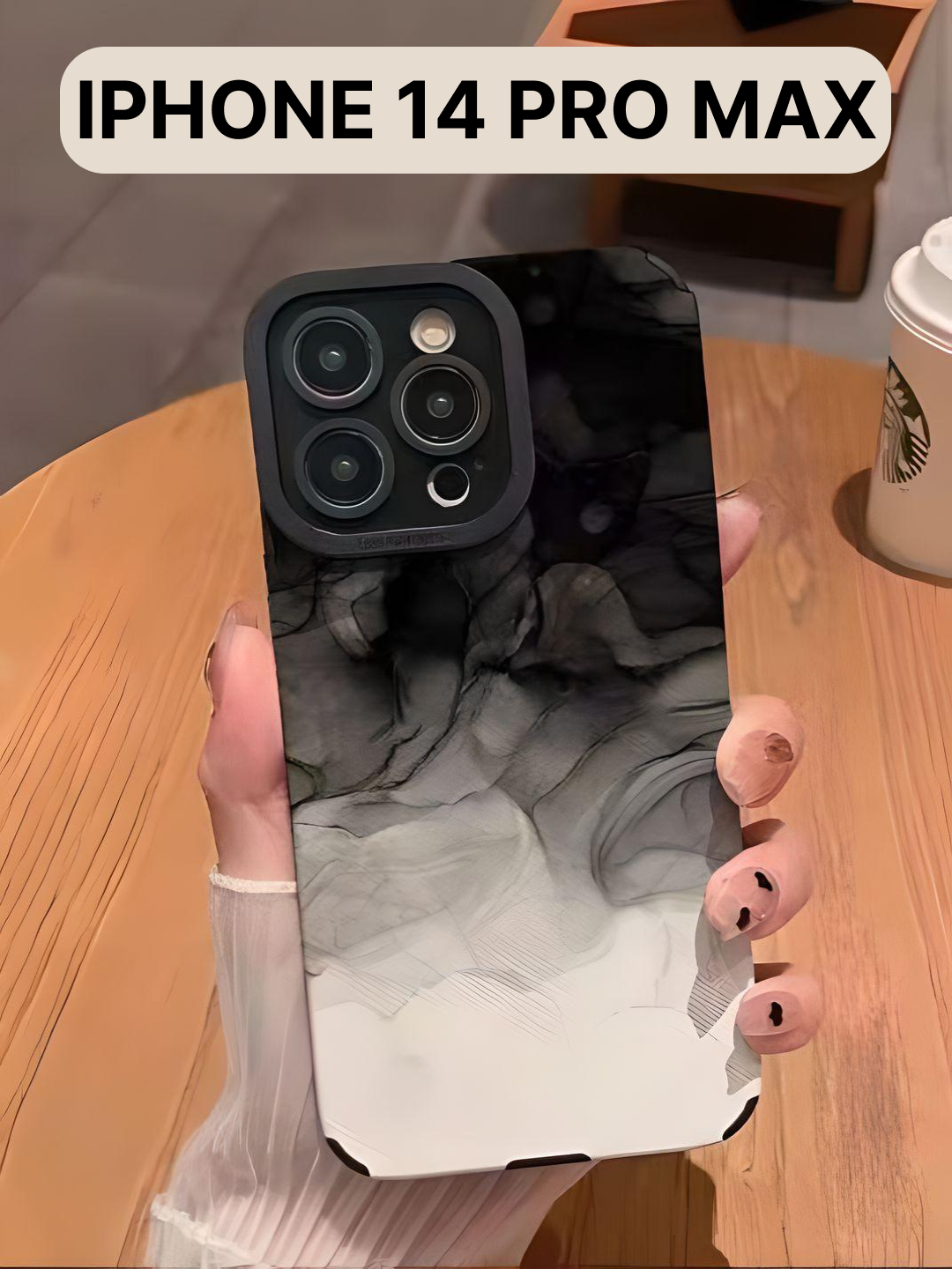 Защитный чехол на айфон 14 про макс / iphone 14 Pro Max силиконовый противоударный с защитой камеры, белый/черный