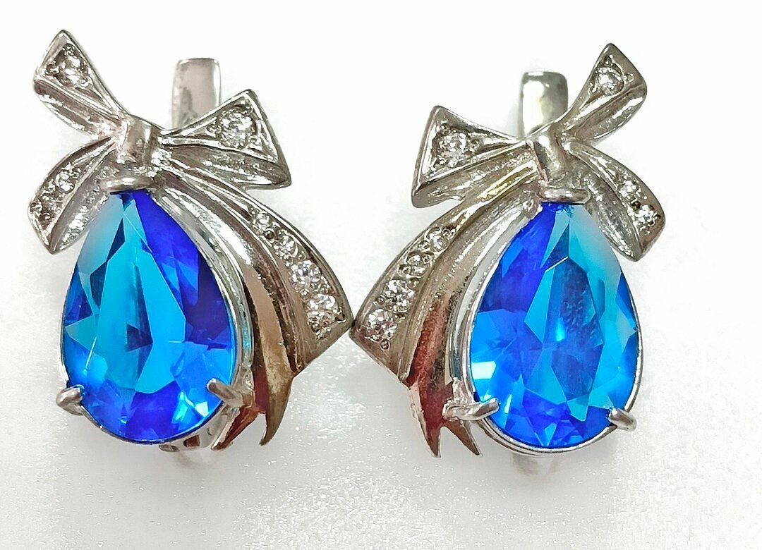 Серьги, серебро, 925 проба, родирование, фианит