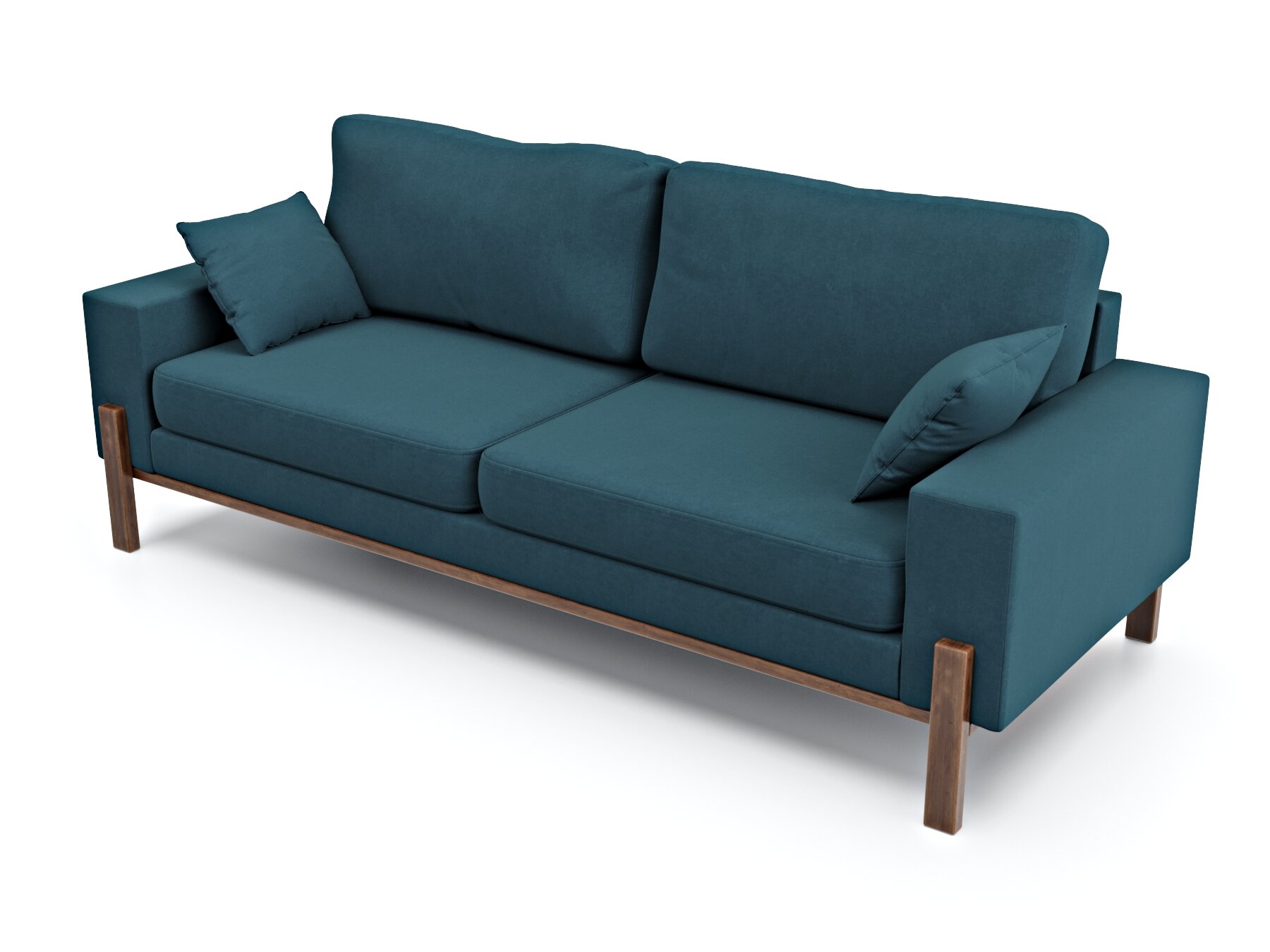 Прямой диван Arsko Хангель бирюзовый, велюр, офисный, в гостиную, на кухню, на ножках, скандинавский лофт