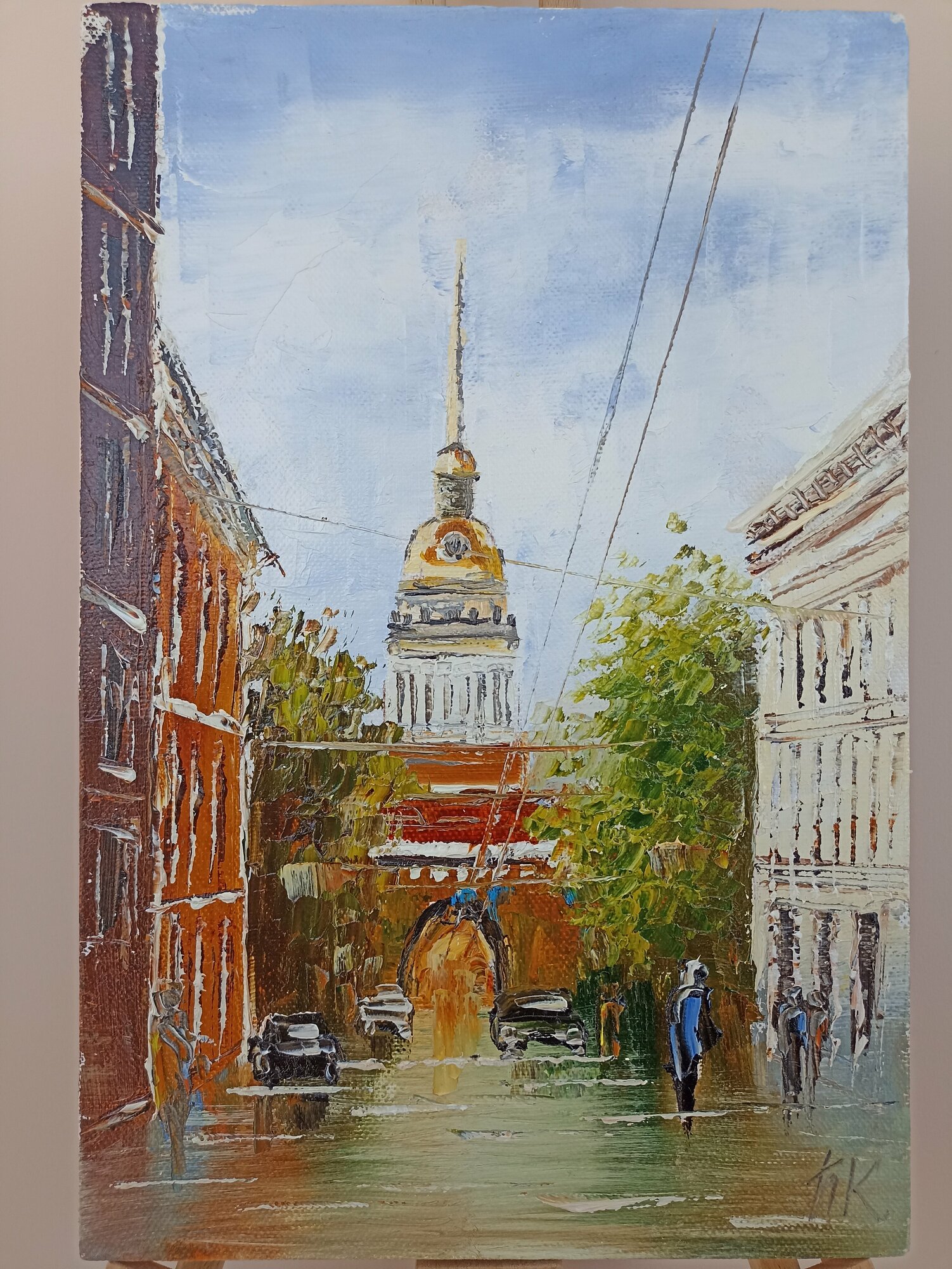 Картина масло/холст. 100% ручная работа, 100% живопись от Художественной мастерской Грёзы. Старая Москва. Картина из серии "Улочки Москвы". Размер картины 20х30 см.