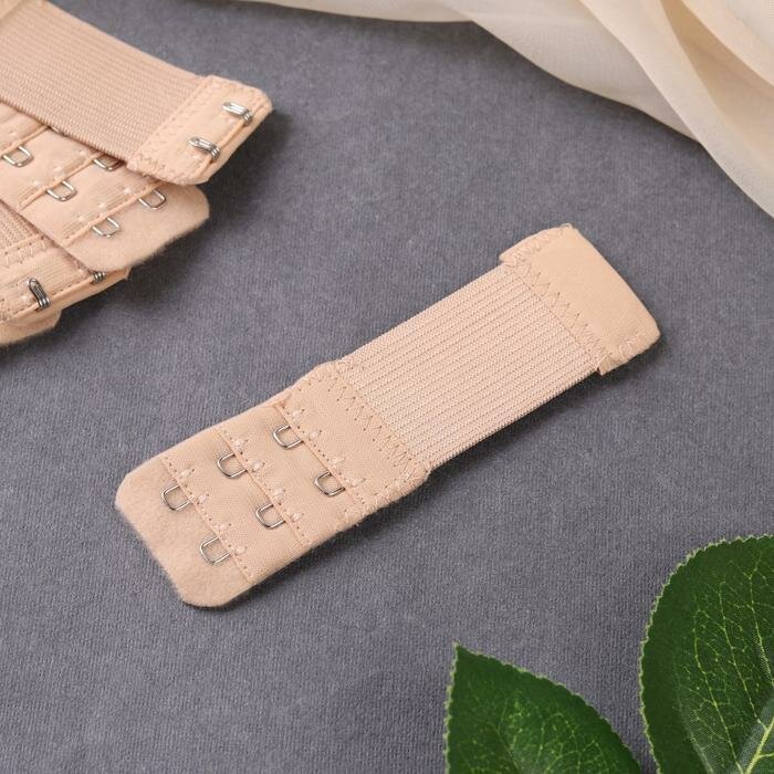 Застёжка-удлинитель для бюстгальтера, 3 ряда 2 крючка, 3,2 x 10,5 см, 5 шт, цвет бежевый