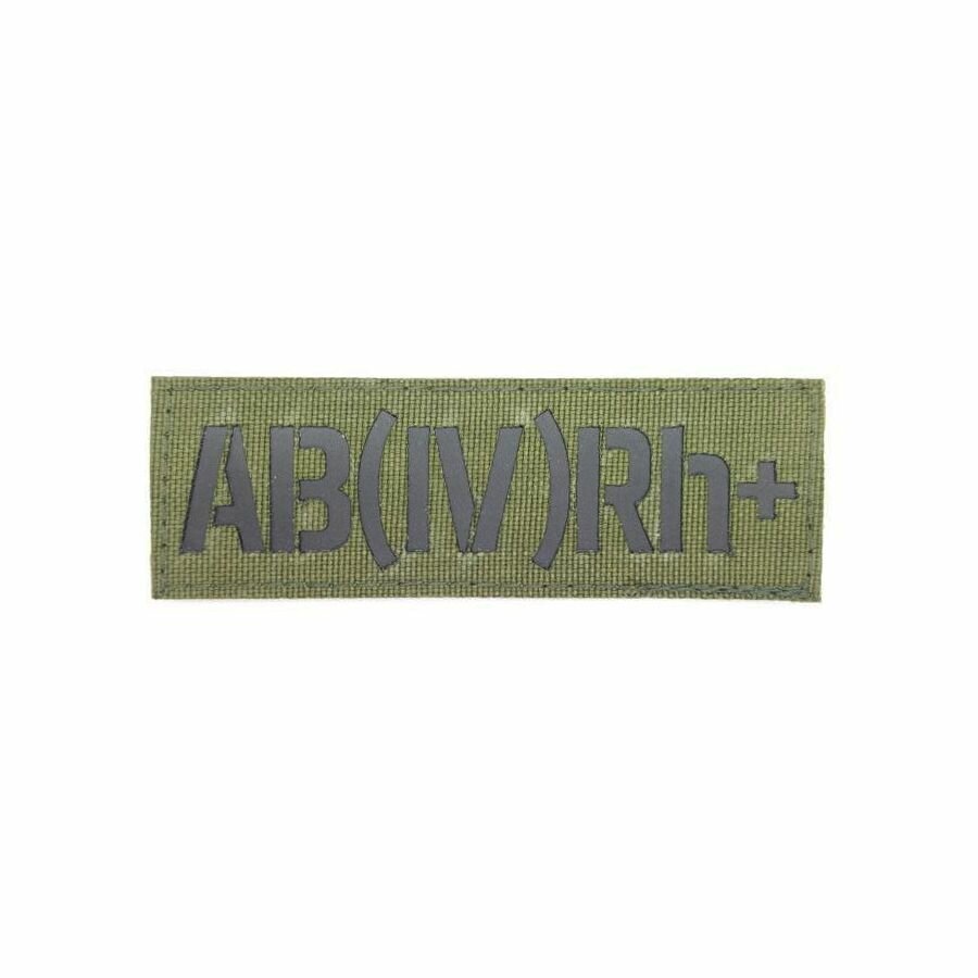 Нашивка , патч (шеврон) 10,5*3,5 см Группа крови 4+ Olive/Черный матовый, П232