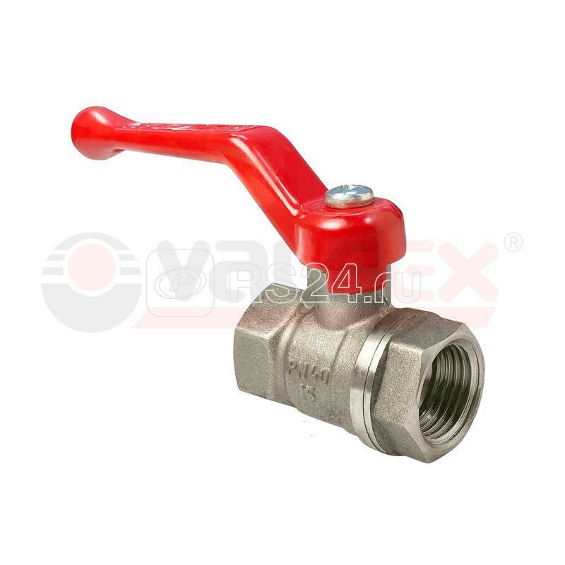 Кран шаровой ручка-рычаг (внутр./внутр.) 1/2дюйм латунь с никелир. покрытием (96/24) VALFEX VF.214. NR1.012
