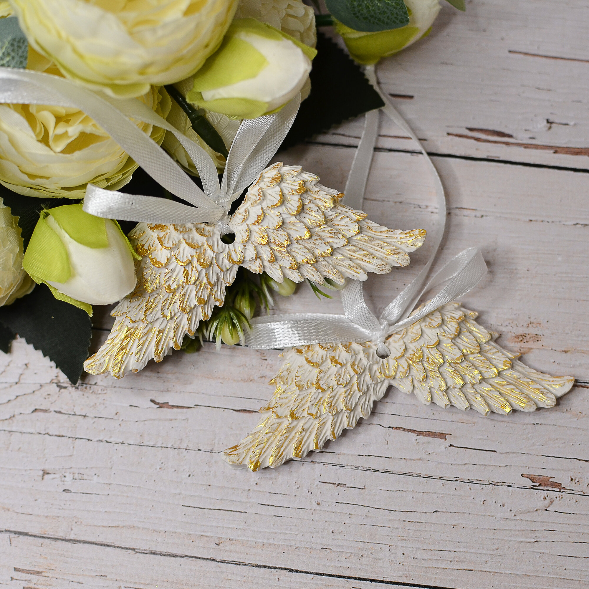 Декоративный сувенир украшение "Крылья ангела", аромакамень из гипса, 2 штуки