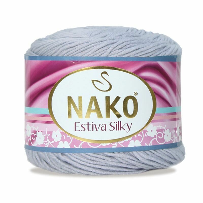 Пряжа Estiva Silky, Nako, серый - 10885, 52% хлопок, 48% бамбук, 5 мотков, 100 г, 224 м.