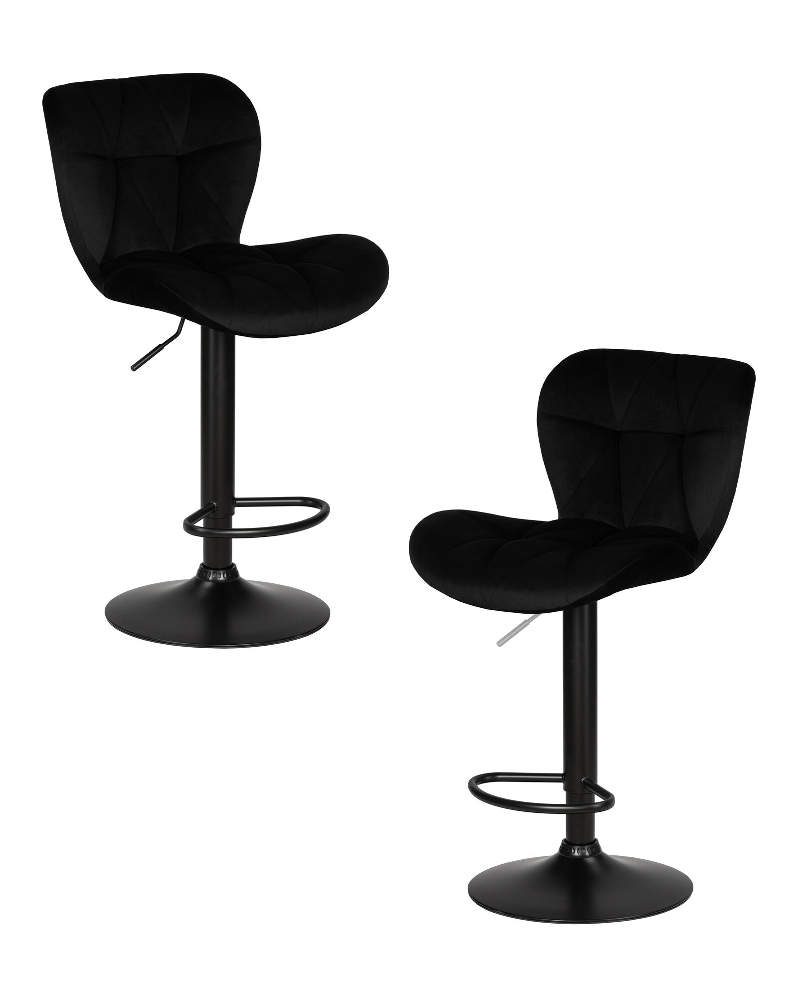 Набор 2 шт. Стул барный DOBRIN BARNY BLACK, LM-5022_BlackBase, черный велюр (MJ9-101)
